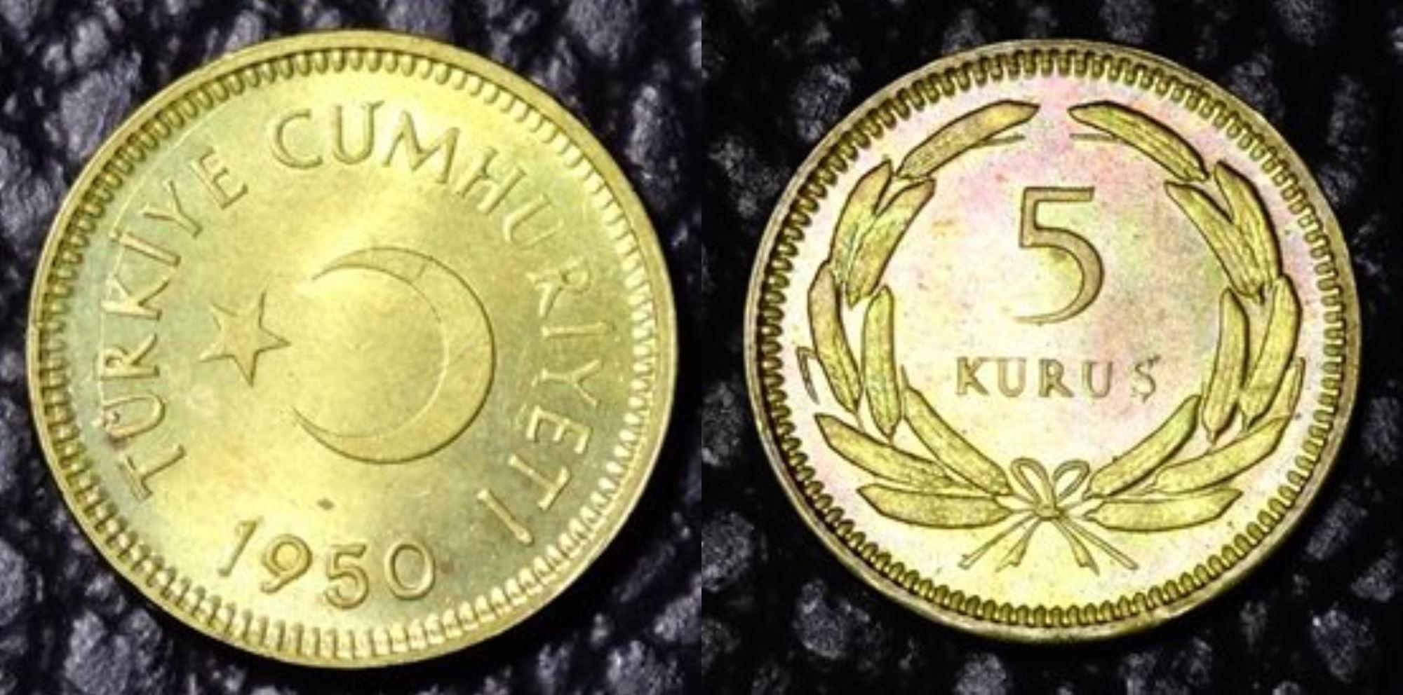 5 Kuruş (1950) · Cumhuriyet